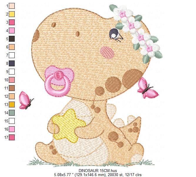 Baby Dinosaur embroidery designs - Dino embroidery design machine embr ...