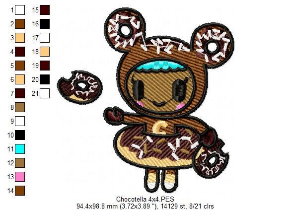 Chocotella embroidery designs - Tokidoki embroidery design machine emb – Marcia Embroidery