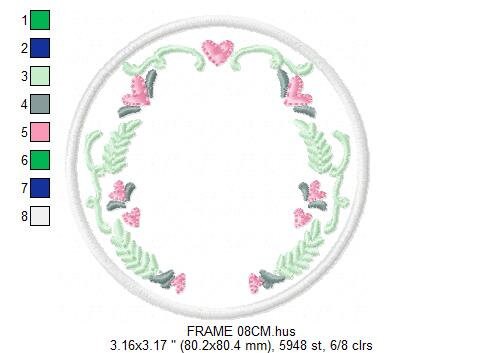 Floral Monogram Frame embroidery designs - Flower Laurel wreath embroi ...
