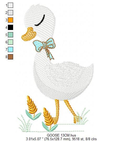 Goose embroidery designs - Duck with tie embroidery design machine emb ...