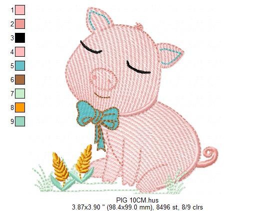 Pig embroidery design - Animal embroidery designs machine embroidery p ...