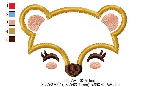 Bear face embroidery designs - Teddy bear embroidery design machine em ...