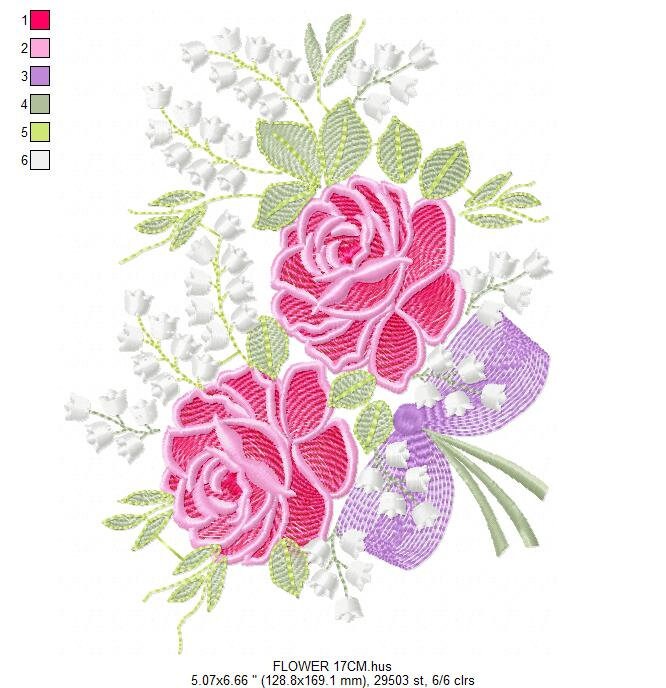 Floral Bouquet embroidery designs - Rose embroidery design machine emb ...