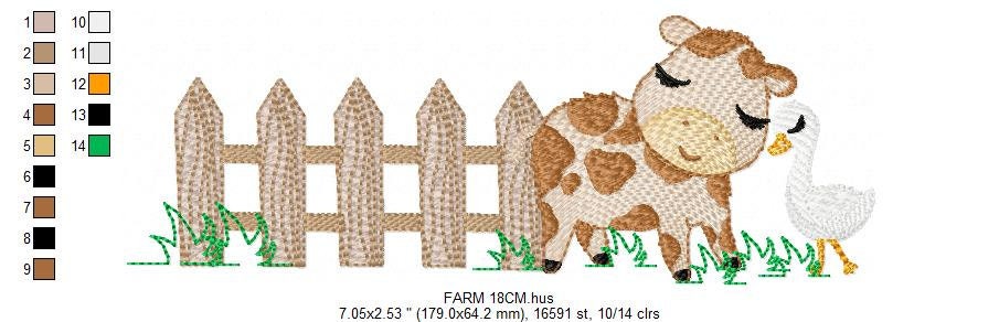 Cows ranch embroidery design - Farm fence embroidery designs machine e ...