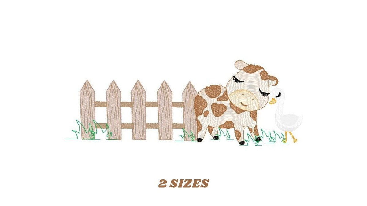 Cows ranch embroidery design - Farm fence embroidery designs machine e ...