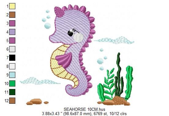 Seahorse embroidery design - Sea Animal embroidery designs machine emb ...