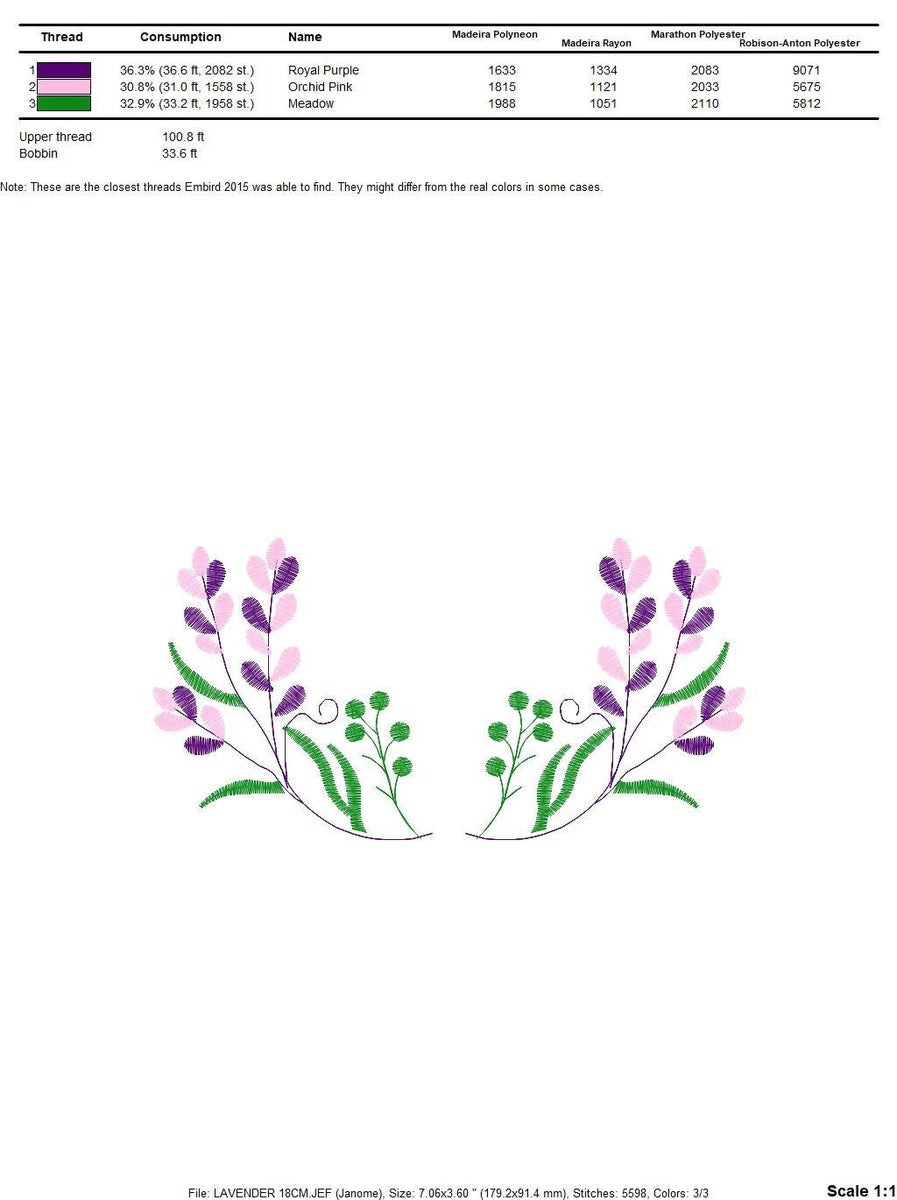 Lavender embroidery designs - Flowers embroidery design machine embroi ...
