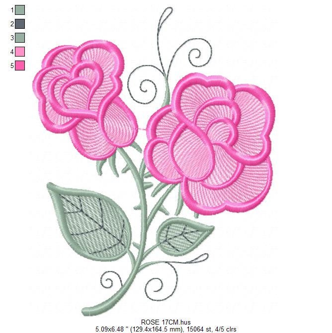 Roses embroidery designs - Flower machine embroidery pattern - Rose em ...