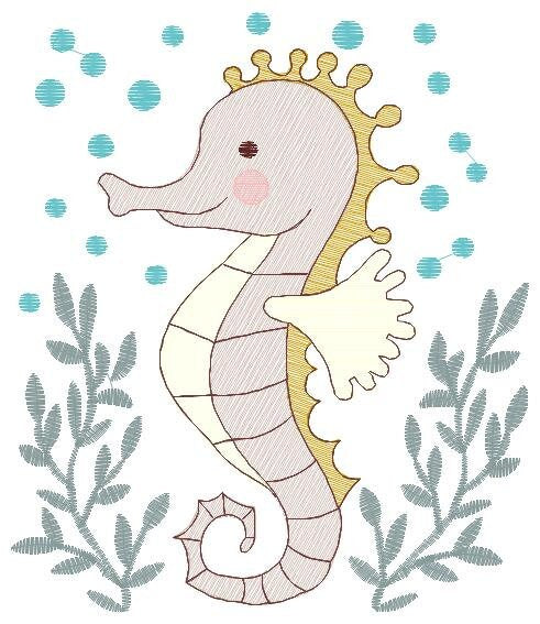 Seahorse embroidery design - Sea Animal embroidery designs machine emb ...