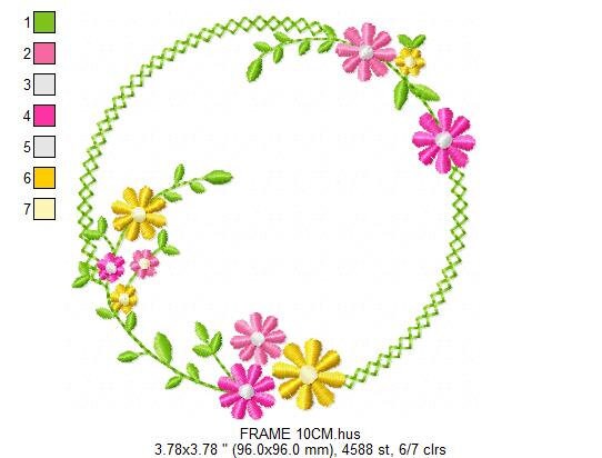 Monogram Frame embroidery designs - Flower embroidery design machine e ...