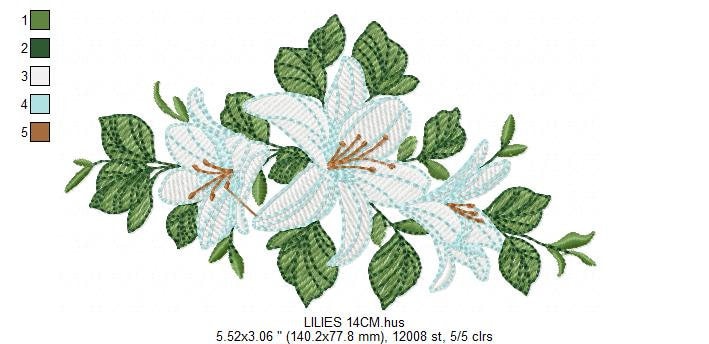 Lilies embroidery designs - Flower embroidery design machine embroider ...