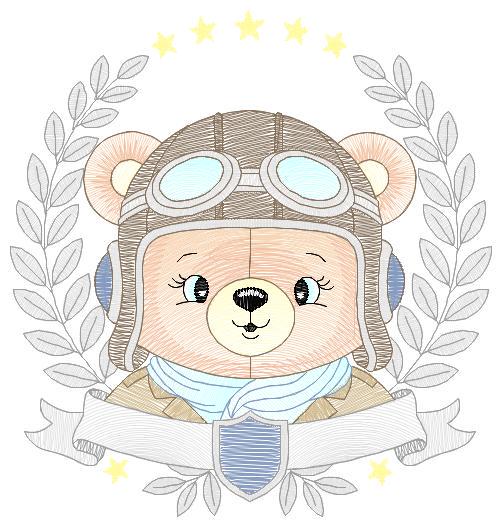 Pilot Bear frame embroidery designs - Aviator Teddy Bear with goggles ...