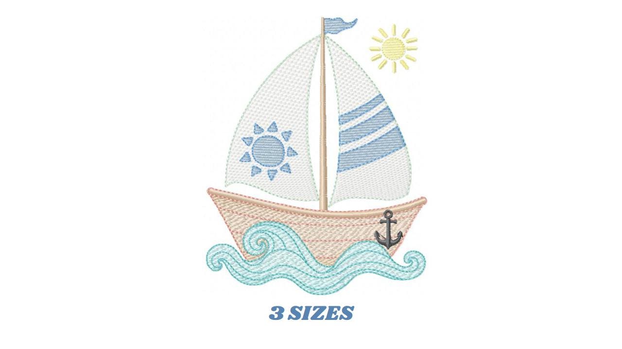 Boat embroidery designs - Sailboat embroidery design machine embroider ...