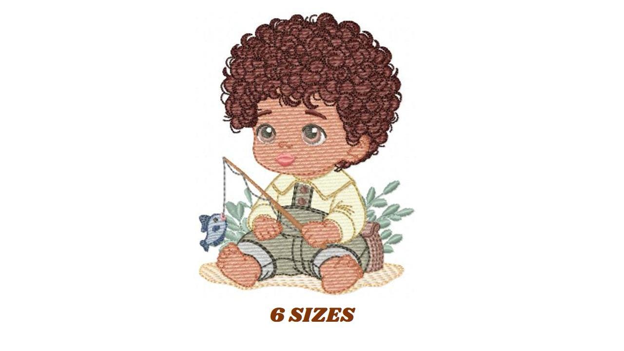 Baby boy design - Fishing boy designs machine – Marcia Embroidery