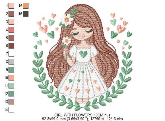 Baby girl embroidery designs - Children with laurel frame machine embr ...