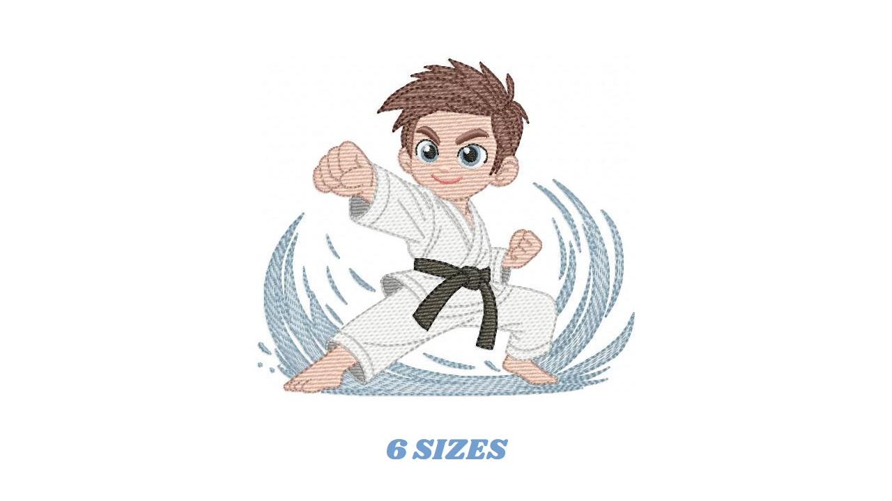 Karate Fighter embroidery designs - Baby Boy athlete with kimono machi ...