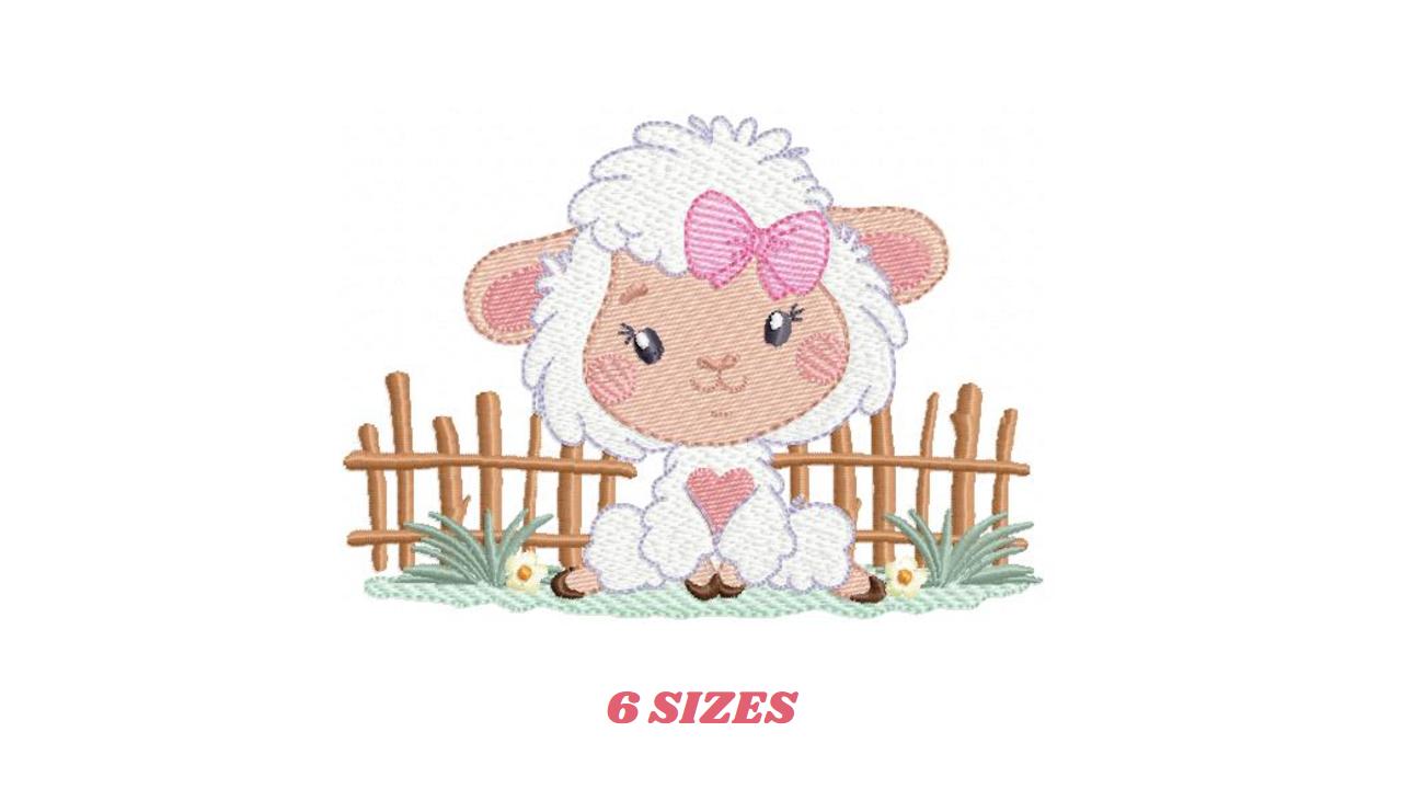 Sheep embroidery design - Farm Animal Lamb machine embroidery pattern ...