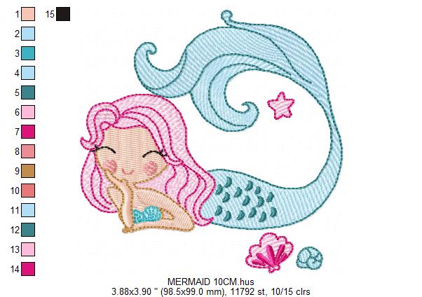 Mermaid embroidery designs - Princess embroidery design machine embroi ...