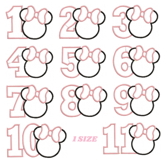 Minnie Numbers set embroidery design machine embroidery pattern ...