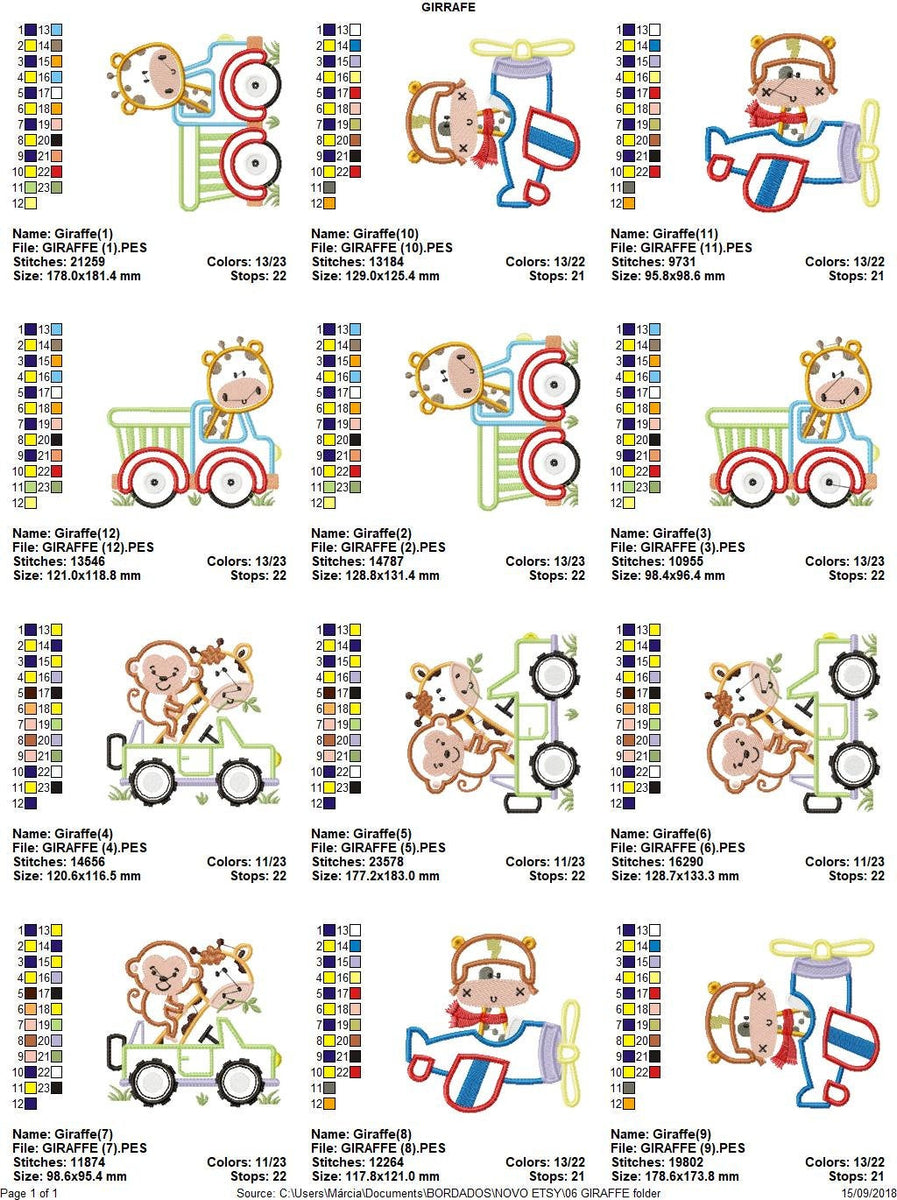 Animals embroidery design - Giraffe embroidery designs machine embroid ...