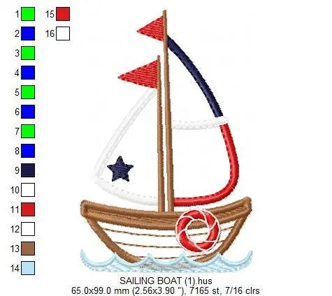 Boat embroidery designs - Sailboat embroidery design machine embroider ...