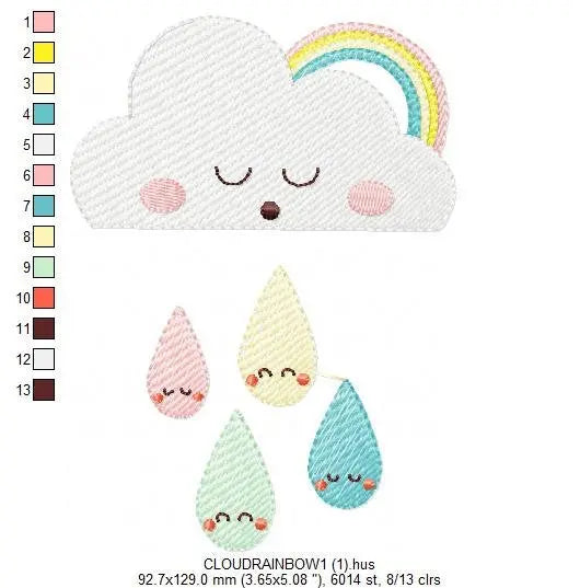 Cloud embroidery design - rainbow embroidery design machine embroidery ...