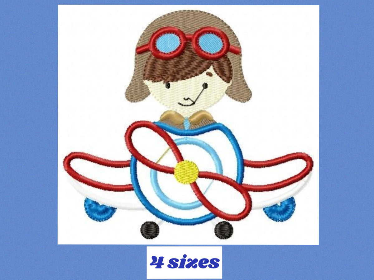 Pilot embroidery designs - Plane embroidery design machine embroidery ...