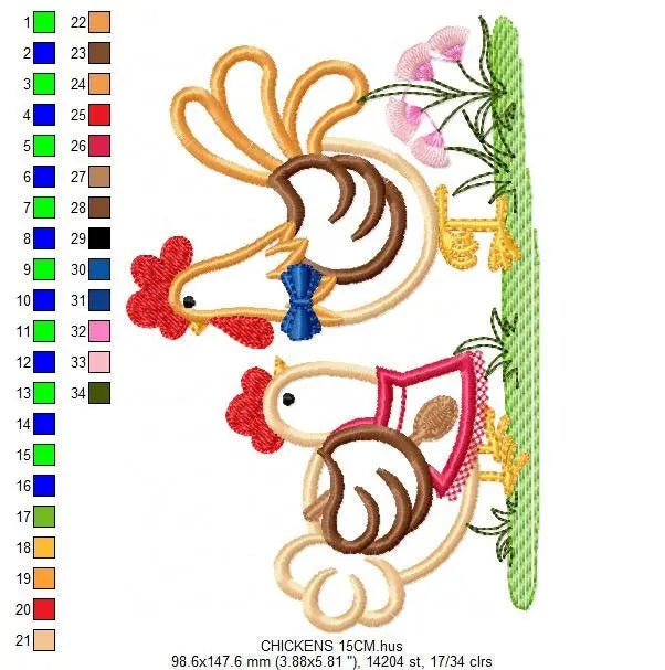 Chicken embroidery designs - Farm embroidery design machine embroidery ...
