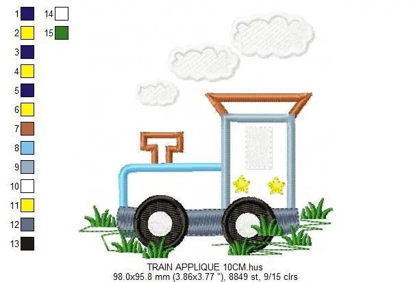 Train embroidery designs - Vehicle embroidery design machine embroider ...
