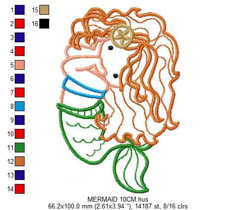 Mermaid embroidery designs - Princess embroidery design machine embroi ...