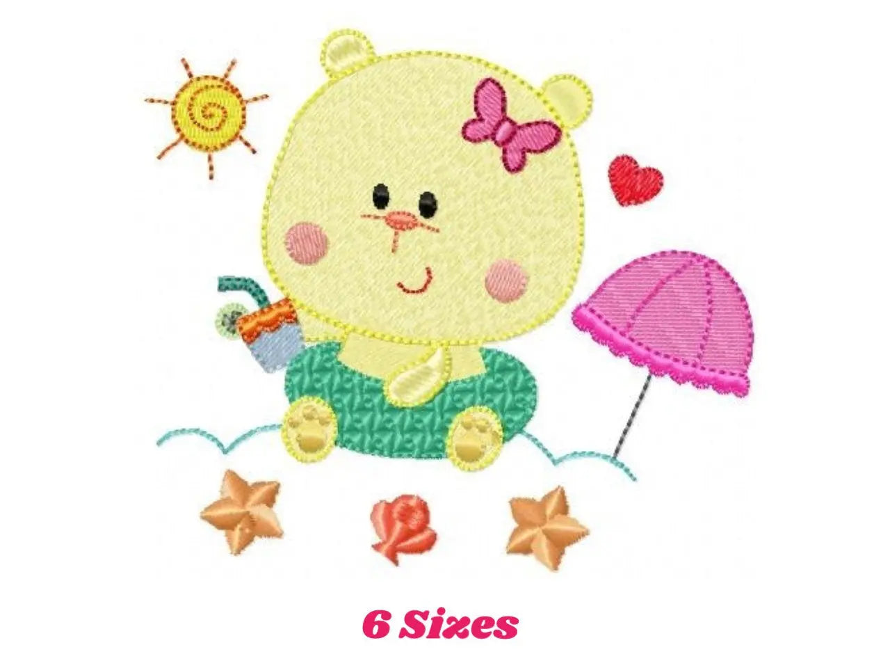 Bear at the beach embroidery designs - Teddy embroidery design machine ...