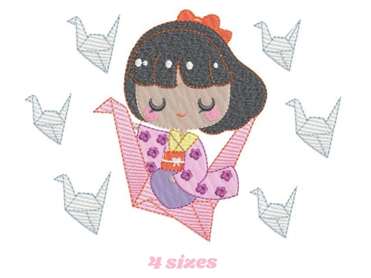 Japanese Geisha embroidery designs - Japanese Girl embroidery design m ...