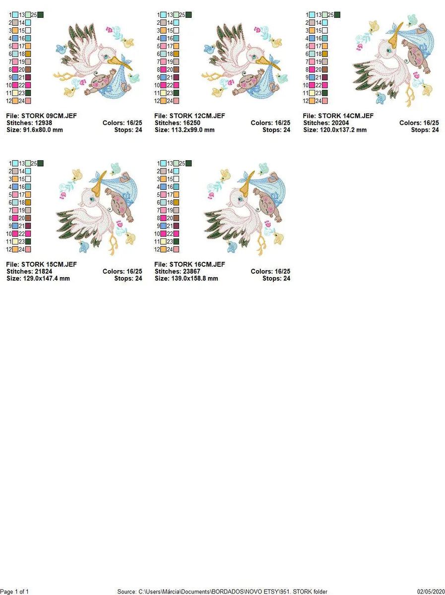 Stork embroidery design - Stork with baby embroidery design machine em ...