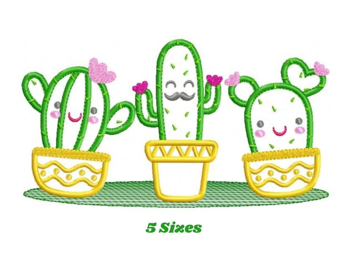 Cactus embroidery designs - Cactus vases embroidery design machine emb ...