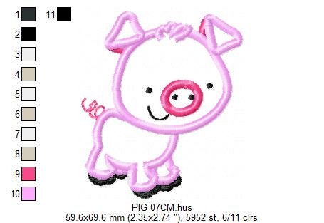 Pig embroidery design - Animal embroidery designs machine embroidery p ...