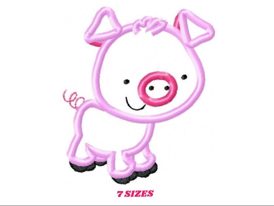 Pig embroidery design - Animal embroidery designs machine embroidery p ...