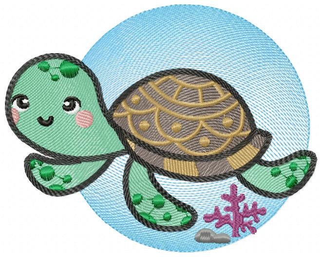 Turtle embroidery designs - Ocean animals embroidery design machine em ...