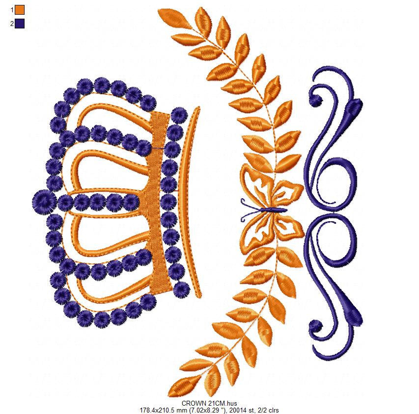 Crown embroidery designs - Laurel Wreath with Crown embroidery design ...