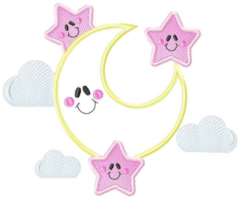 Moon embroidery design - Stars embroidery design machine embroidery pa ...
