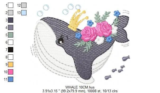 Whale embroidery designs - Baby girl embroidery design machine embroid ...