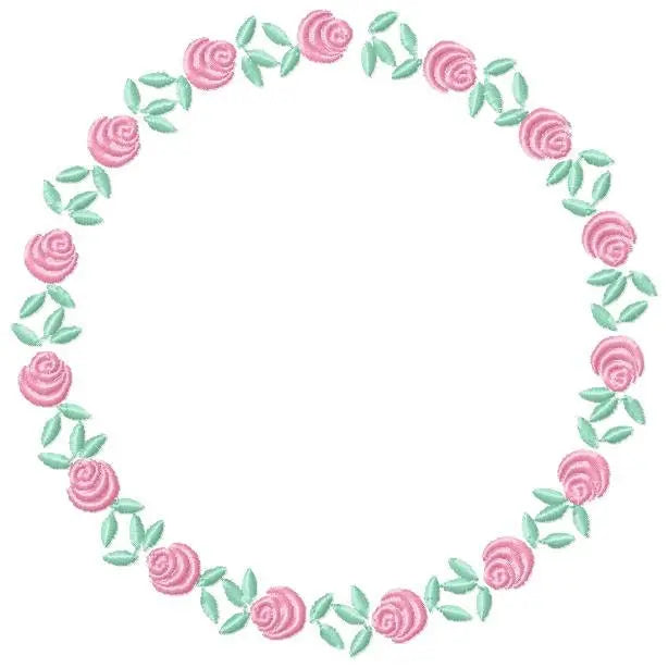 Roses Round Frame embroidery designs - Flower Wreath embroidery design ...