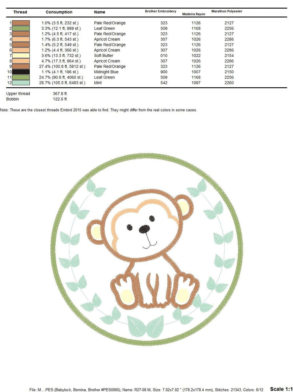 Monkey embroidery designs - Safari embroidery design machine embroider ...