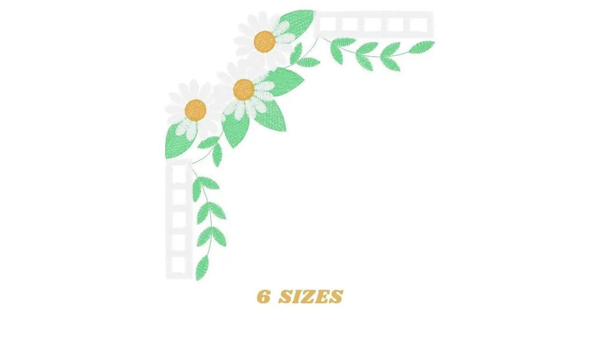 Daisies corner embroidery designs - Daisy embroidery design machine em ...