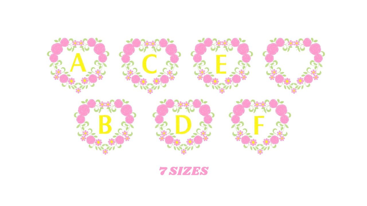 Alphabet embroidery designs set - Letters with heart frame embroidery ...