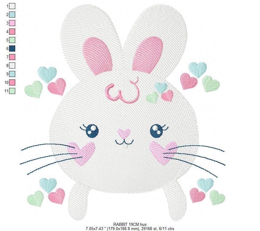 Bunny face embroidery design - Rabbit embroidery designs machine embro ...