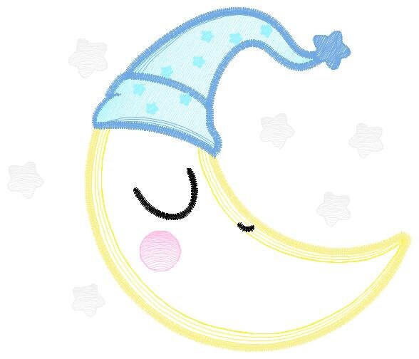 Sleeping moon embroidery design - half moon embroidery design machine ...