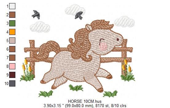 Horse embroidery design - Farm Ranch Pony machine embroidery pattern ...