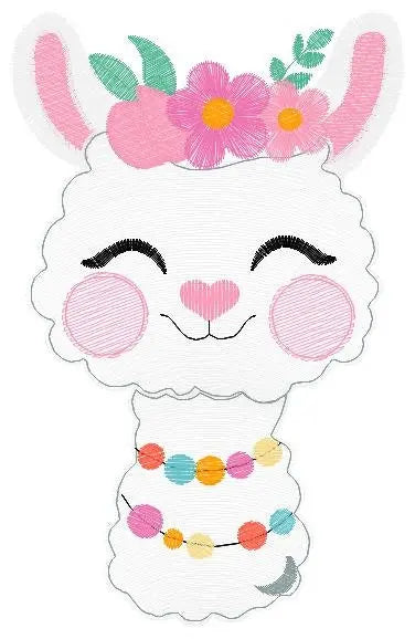 Llama embroidery design - Alpaca Animal with flowers machine embroider ...