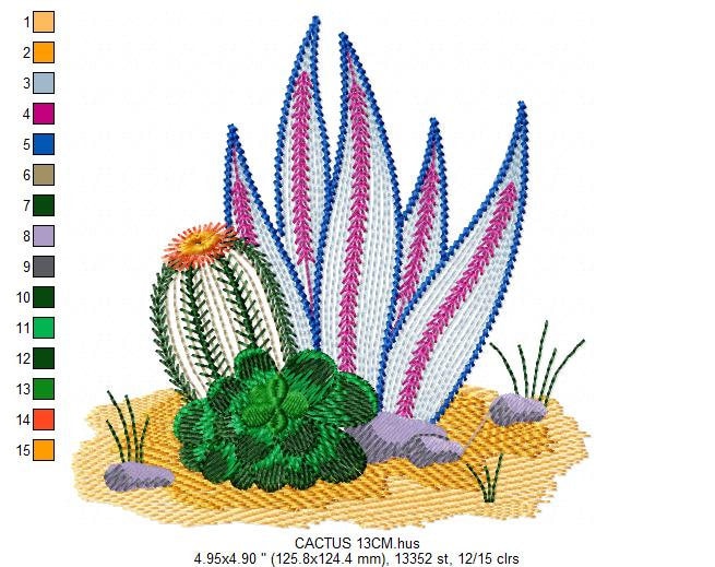Cactus embroidery designs - Succulent embroidery design machine embroi ...