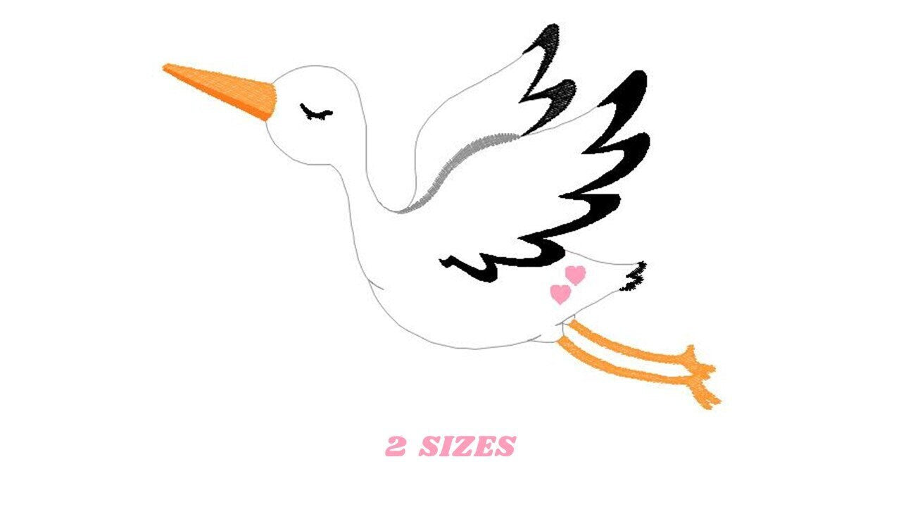 Stork embroidery design - Bird embroidery design machine embroidery pa ...